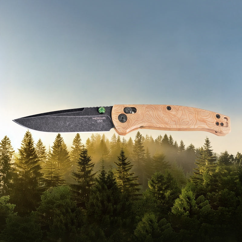 Hogue Mysto (Wood) 3.4″ Drop Point Knife, Maple Valley Richlite Handle ...