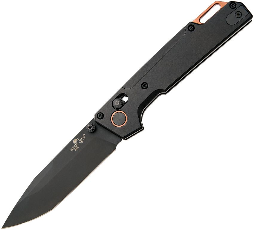Nekama I Slide Lock Knife – Black Aluminum Handle, 14C28N Tanto Blade ...