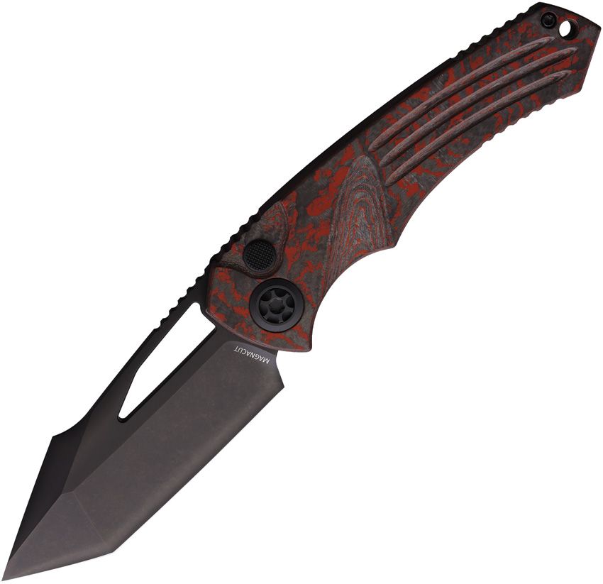 Heretic Pariah Button Lock Red Camo Carbon Fiber, 3.8″ MagnaCut Tanto ...